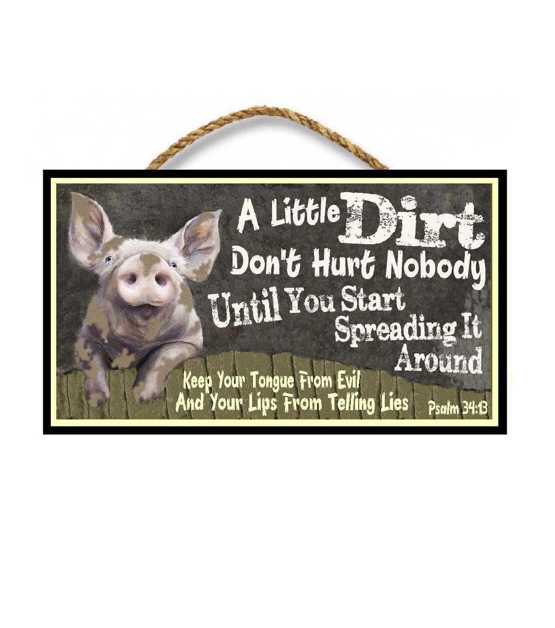 Christian Gift Rustic Pig Wood Sign Dirt Doesn't Hurt - Etsy