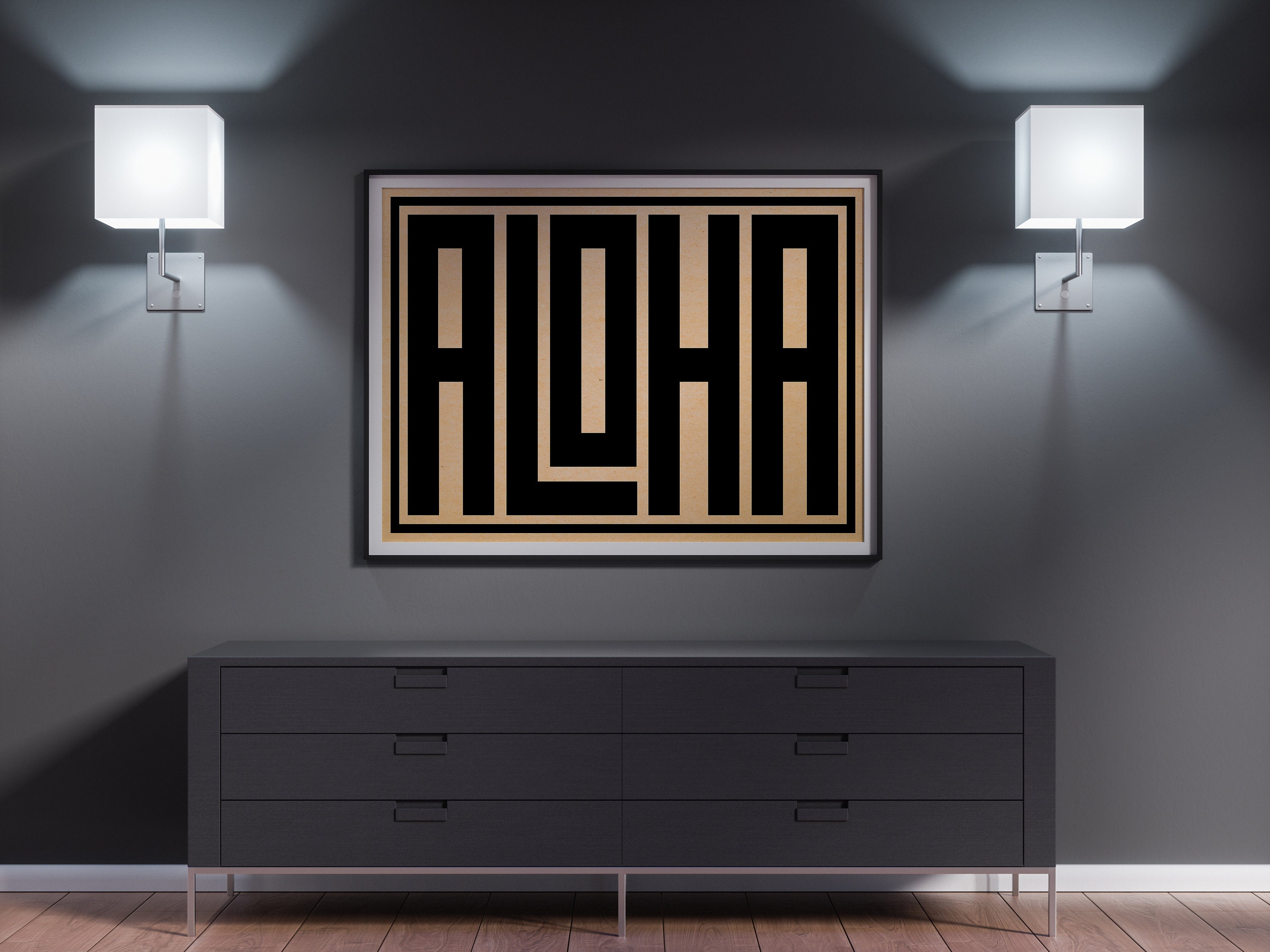 Aloha Poster, Aloha Print, Black Print, Beach Hoose, Vintage Poster ...