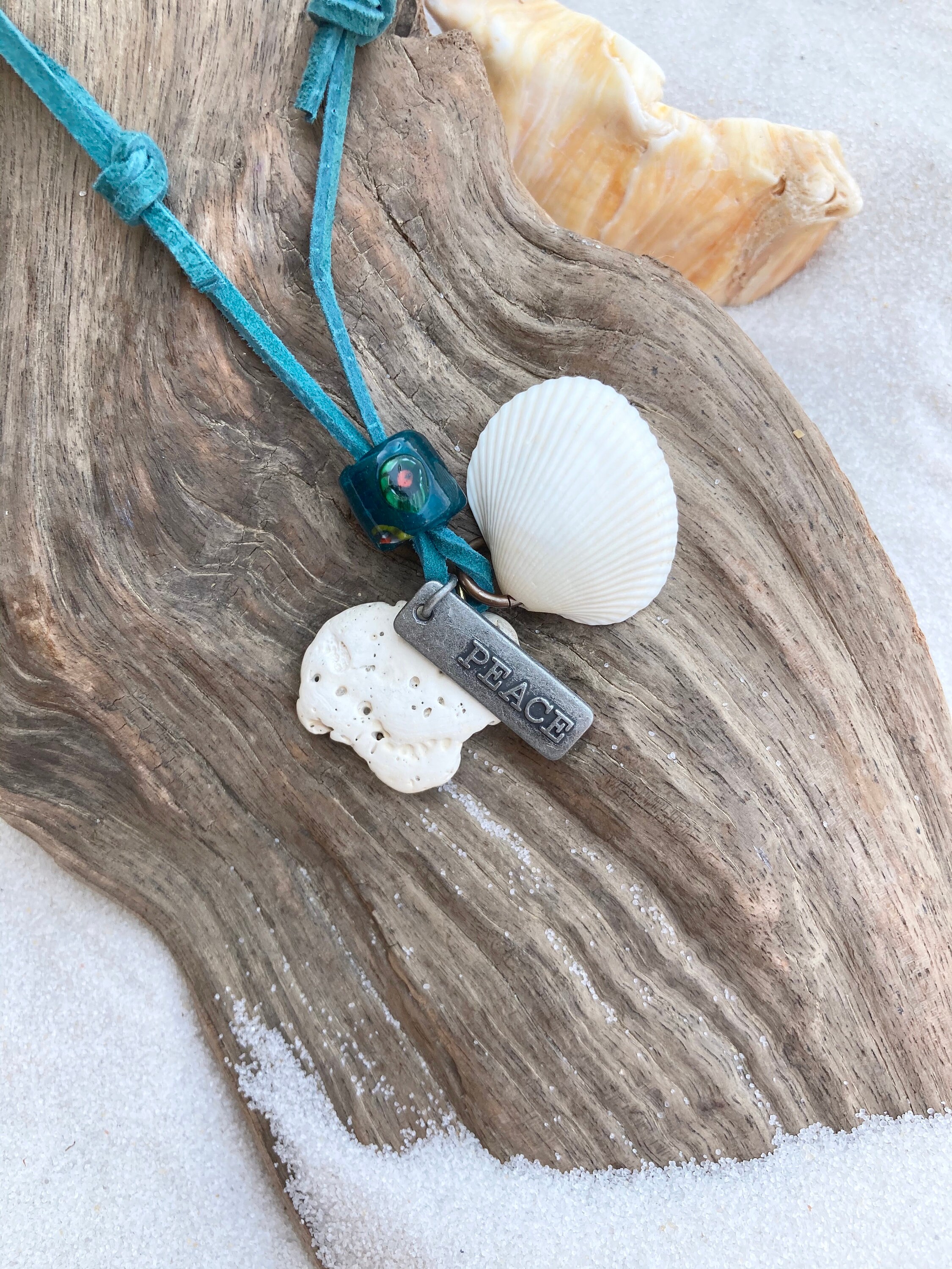 Seashell Amulet Necklace on Adjustable Suede Cord - Etsy UK