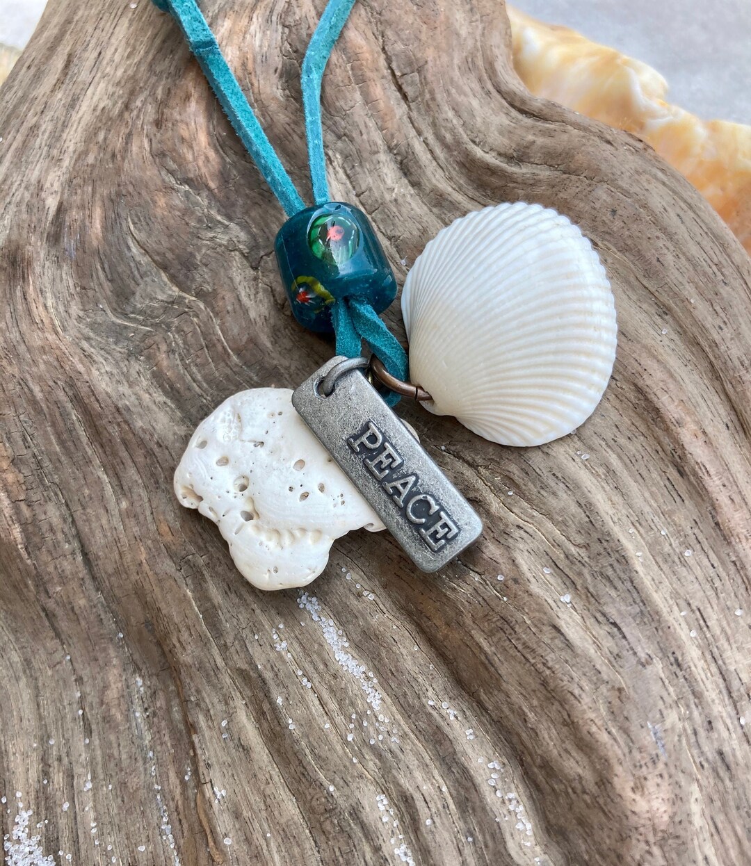 Seashell Amulet Necklace on Adjustable Suede Cord - Etsy UK