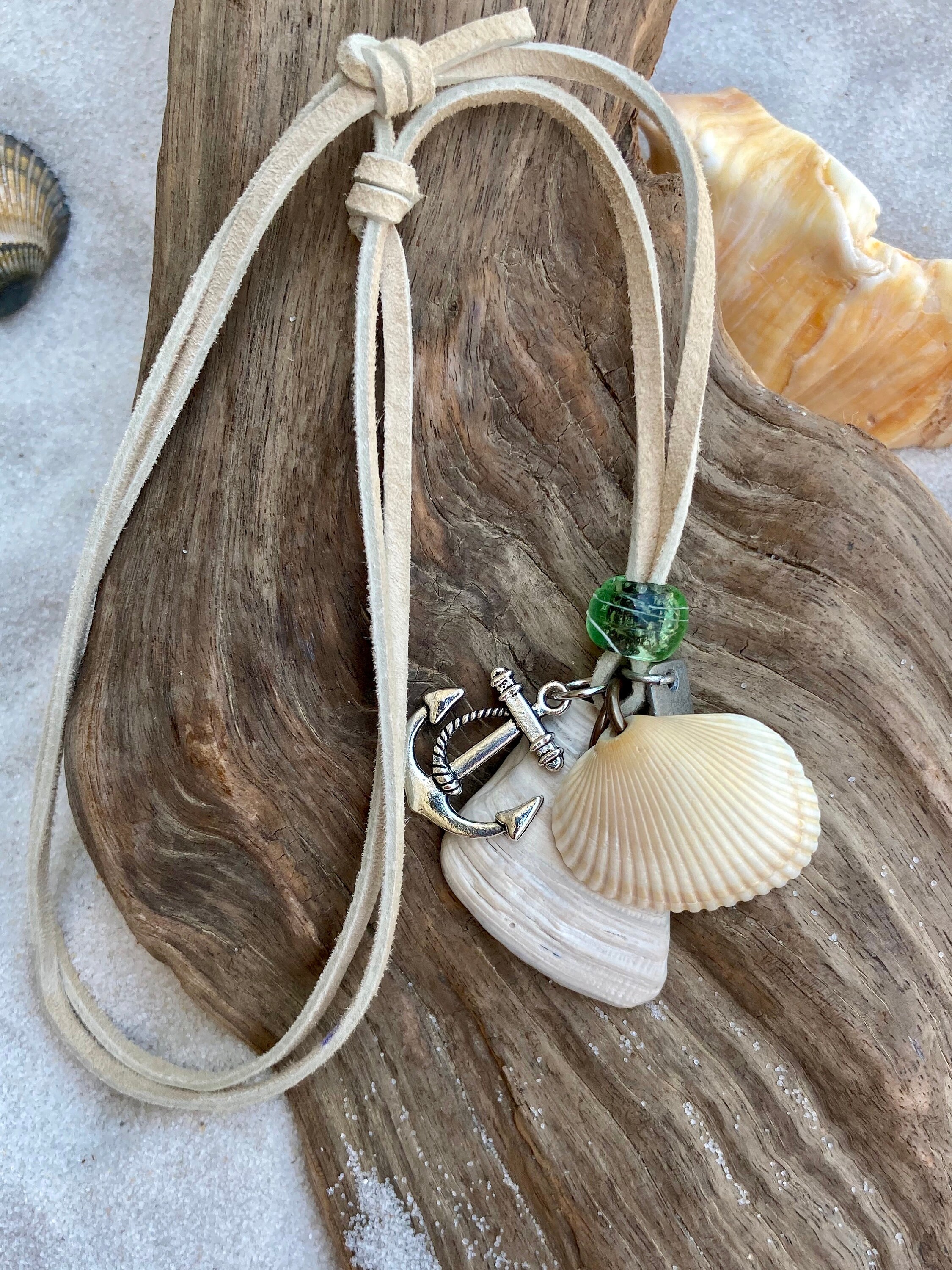 Seashell Amulet Necklace on Adjustable Suede Cord - Etsy