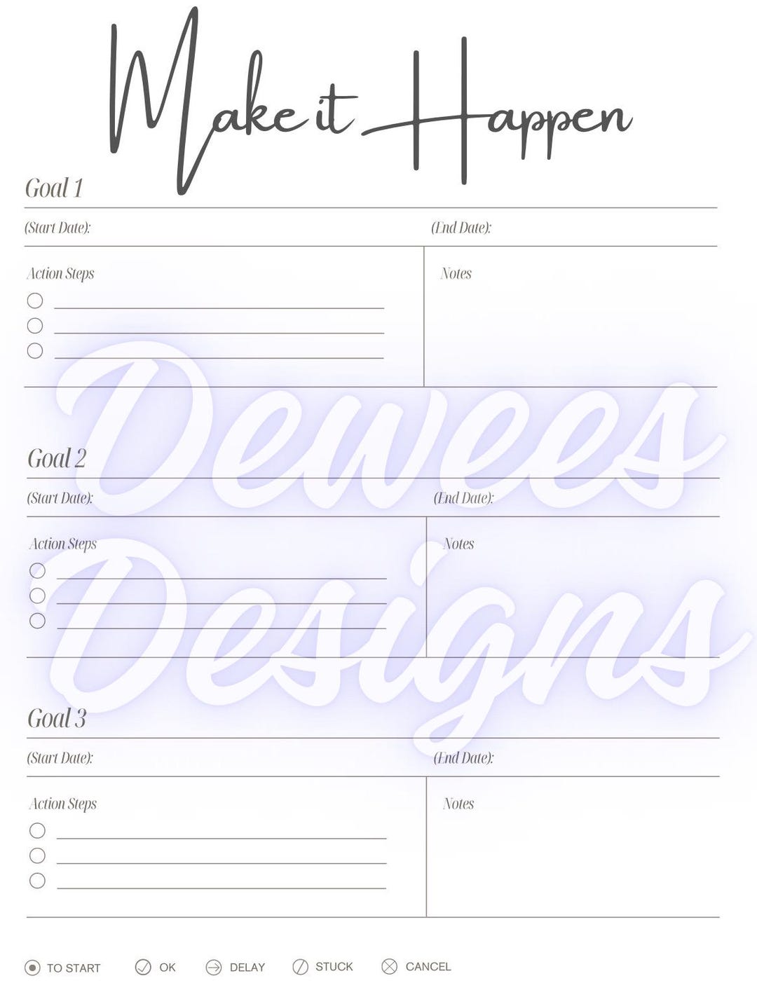 Goal Sheet Digital Download | Planner - Etsy
