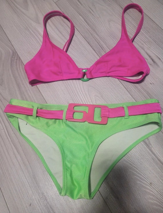 Vintage Miss Sixty Neon Colours Bikini Set Brief Set Gem