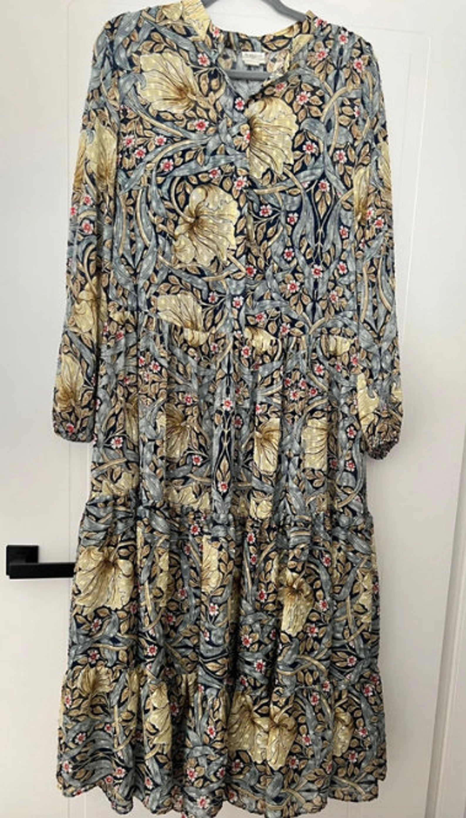 William Morris for H&M Maxi Dress / Floral Leaf Flower Print Romantic ...