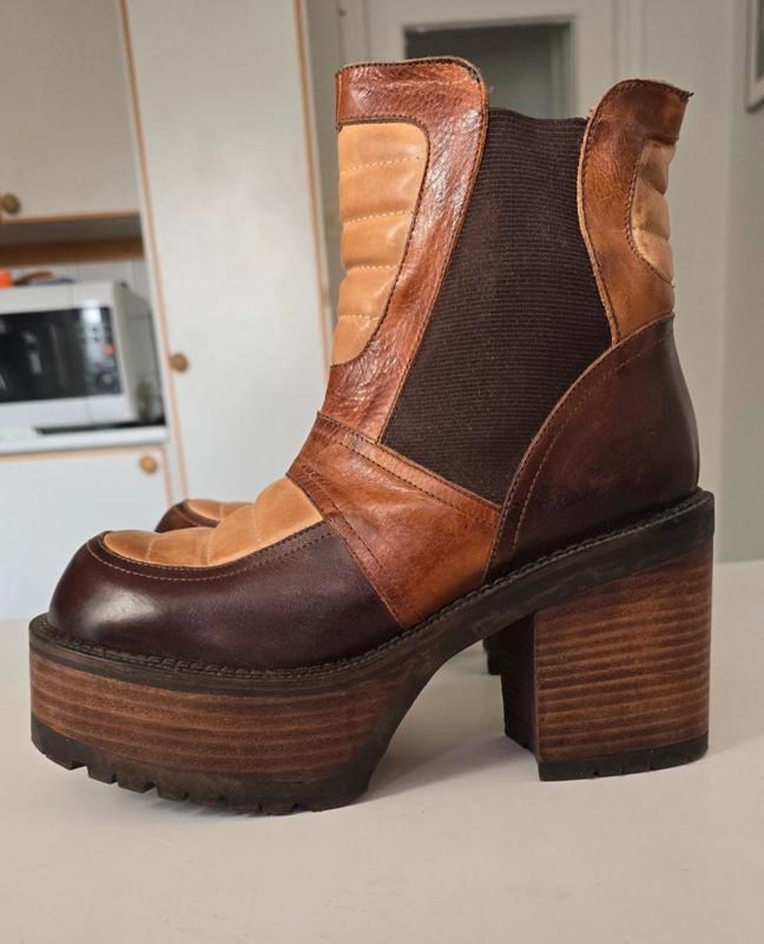 Iconic El Dantes Chunky Platform Biker Boots / Vintage El Dantes Ankle ...