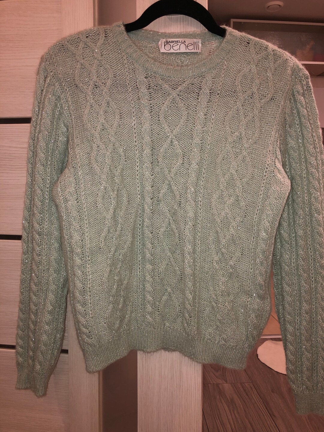 Gabriella Benelli Kid Mohair Pastel Mint Green and Silver Knitted ...