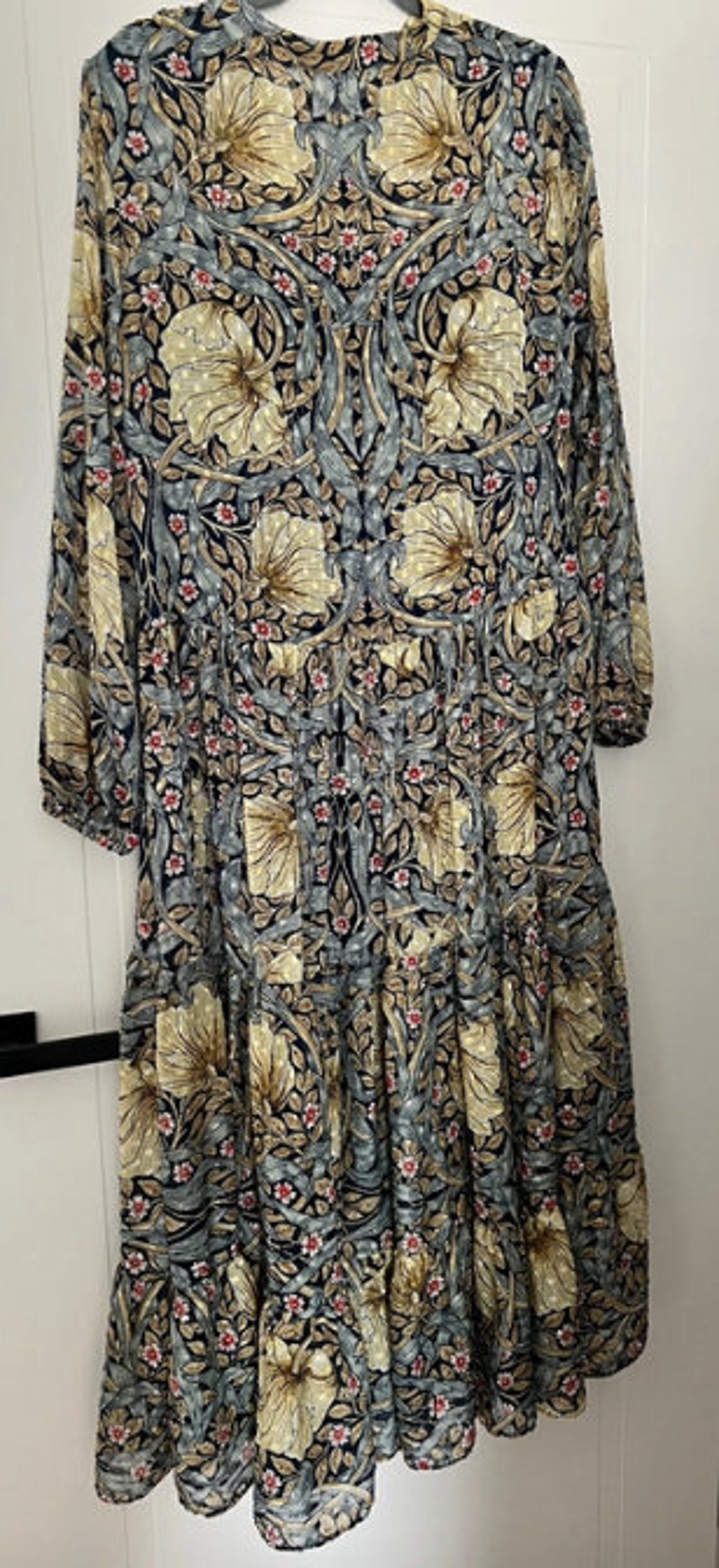 William Morris for H&M Maxi Dress / Floral Leaf Flower Print Romantic ...