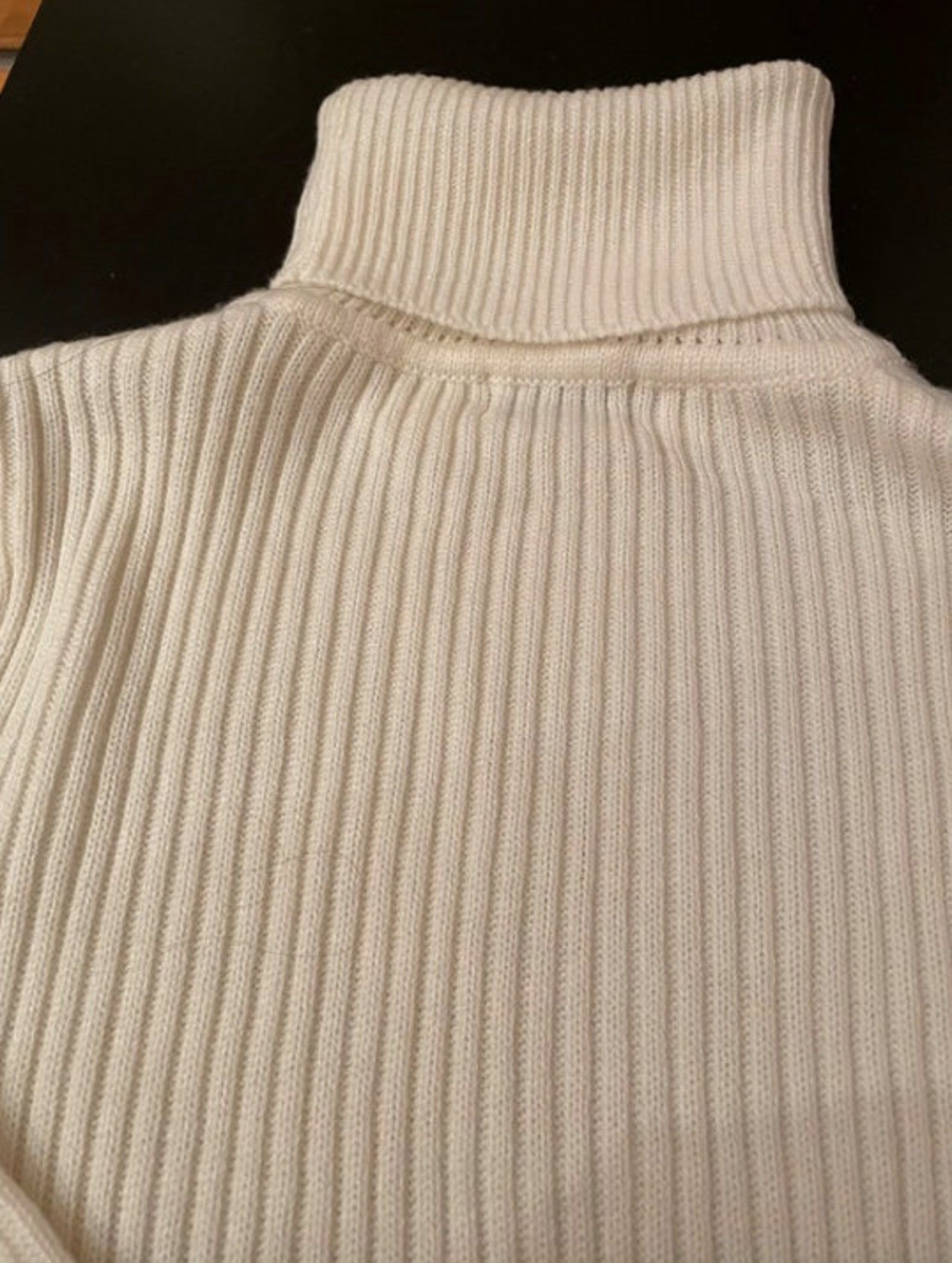 Y2K Cream Rib Knitted Roll Neck Sweater / 90s Y2K True Vintage Cream ...