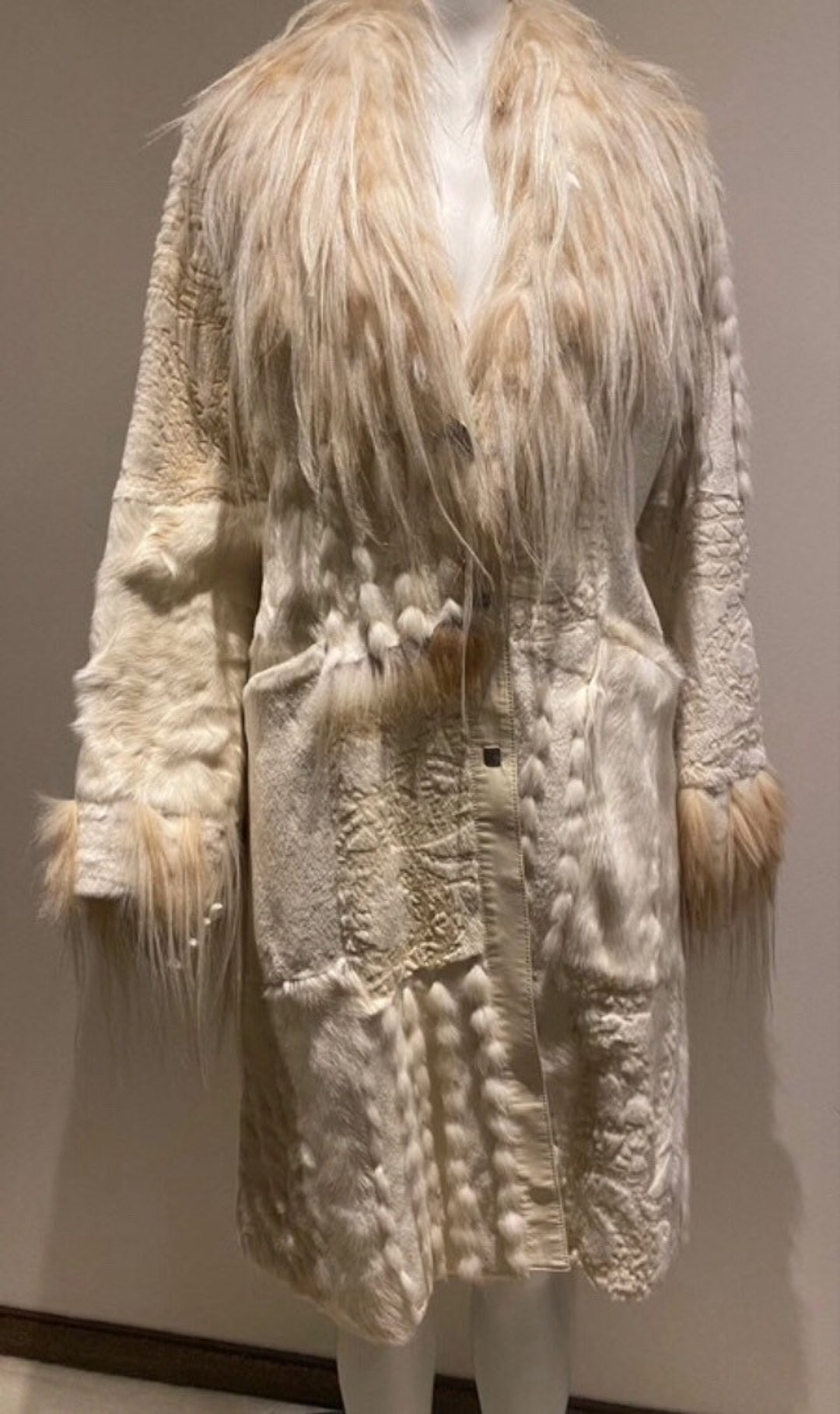 Unique Lama Fur Cream Colour Afghan Coat / Elegant Fur Coat - Etsy