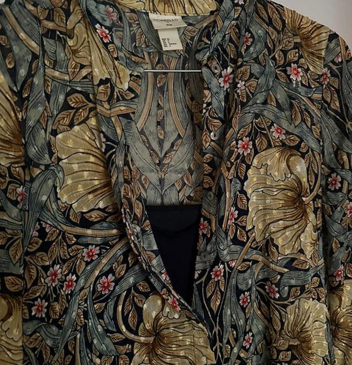 William Morris for H&M Maxi Dress / Floral Leaf Flower Print Romantic ...