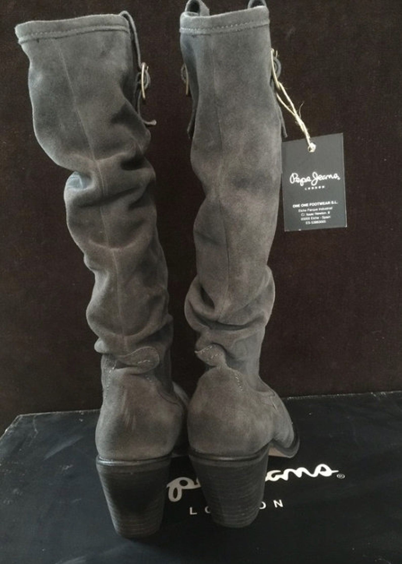 Black Suede Pepe Jeans Boots NEW / Black Leather Long Cowboy - Etsy