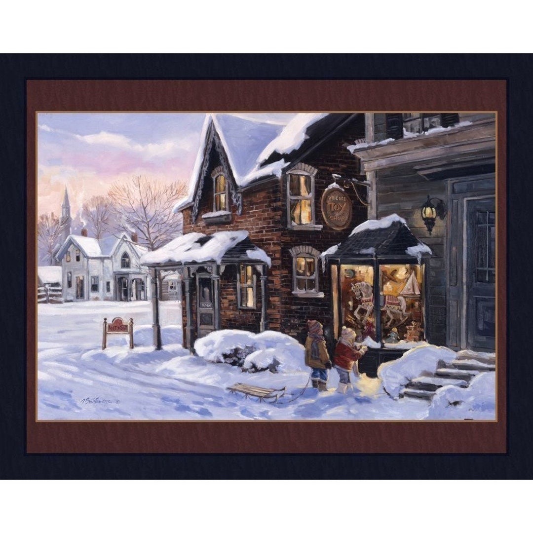 VILLAGE TOY SHOP Snow Scene Fabric Quilt Panel 36" X 45" - Etsy