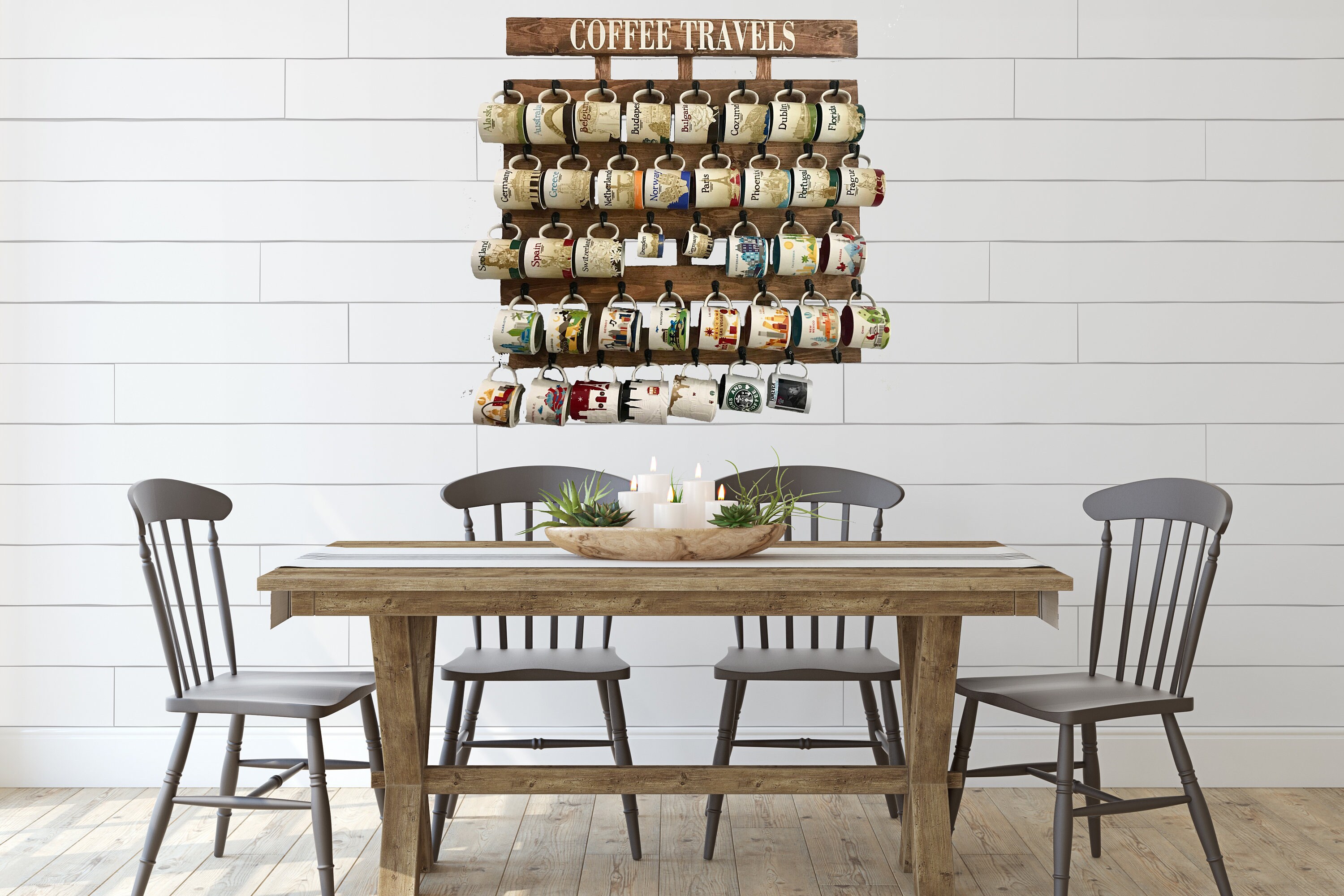 You Are Here Mug Rack: Wall Coffee Mug Display Shelf - Etsy