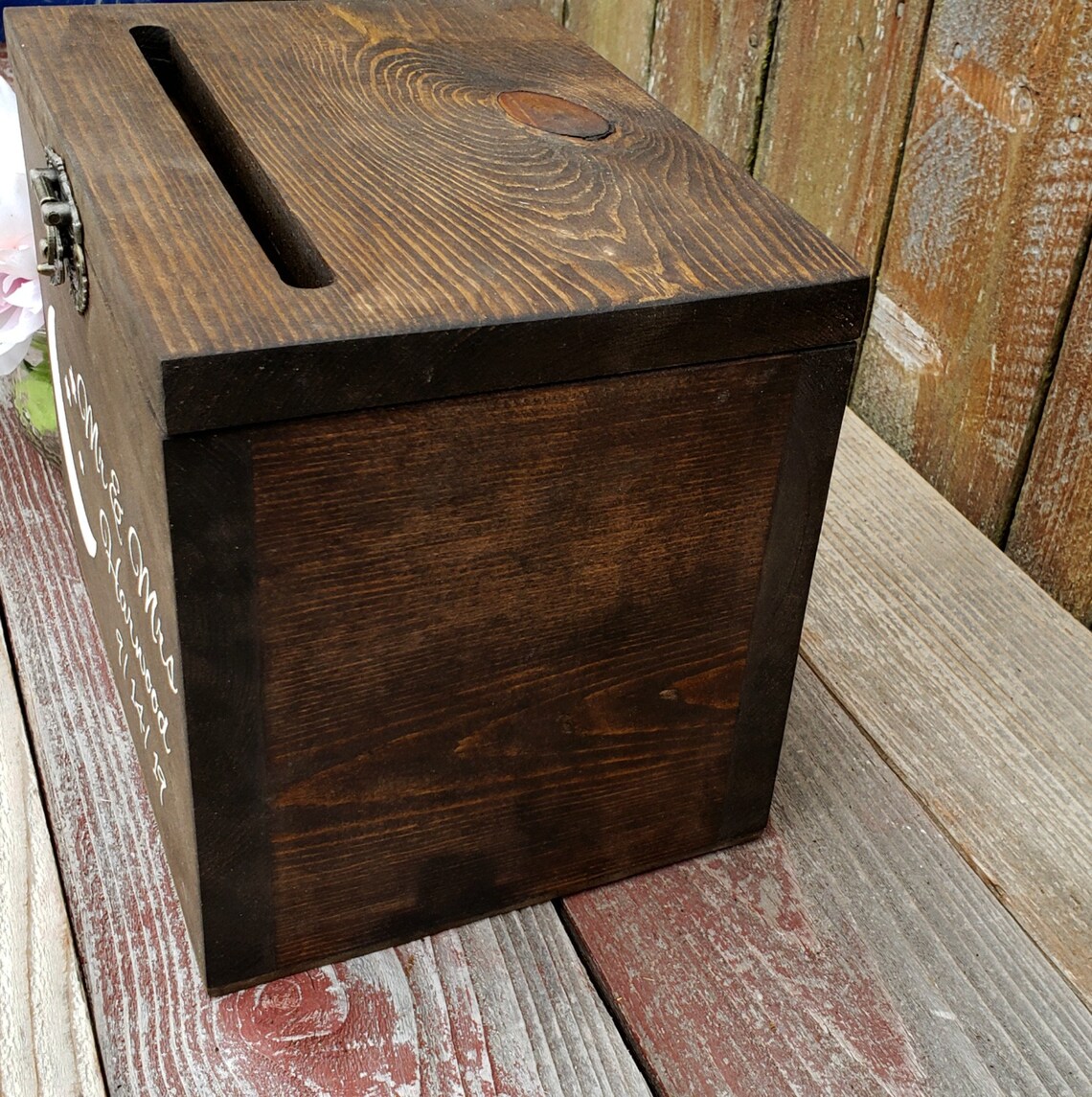 Wedding Card Box With Slit and Lock Engraved Wood Card Box | Etsy