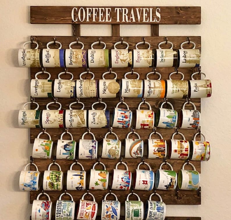 You Are Here Mug Rack: Wall Coffee Mug Display Shelf - Etsy