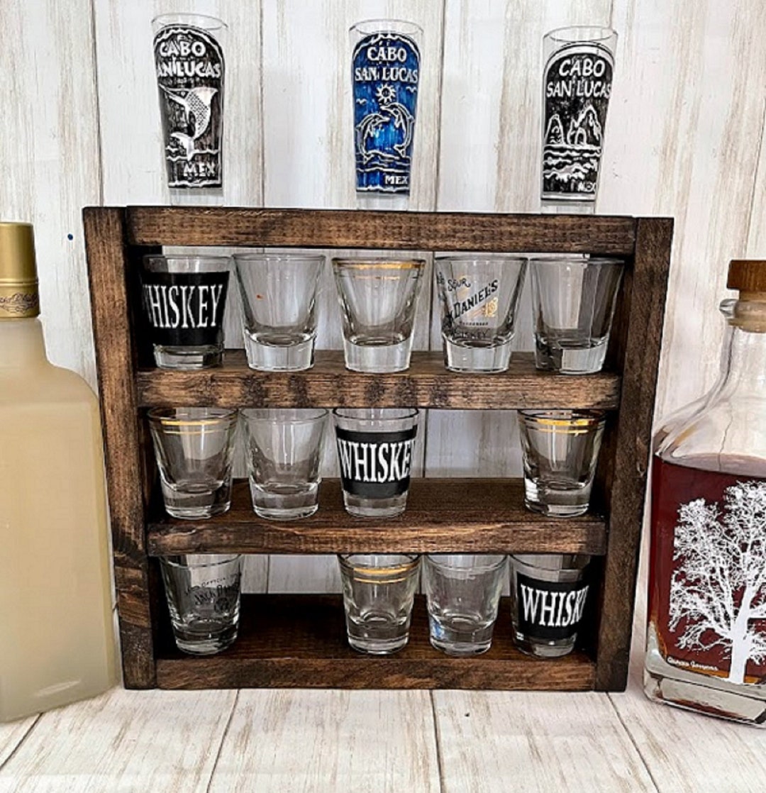 Shot Glass Display - 20 Shot Glass Holder - Whiskey Shots - Tequila ...
