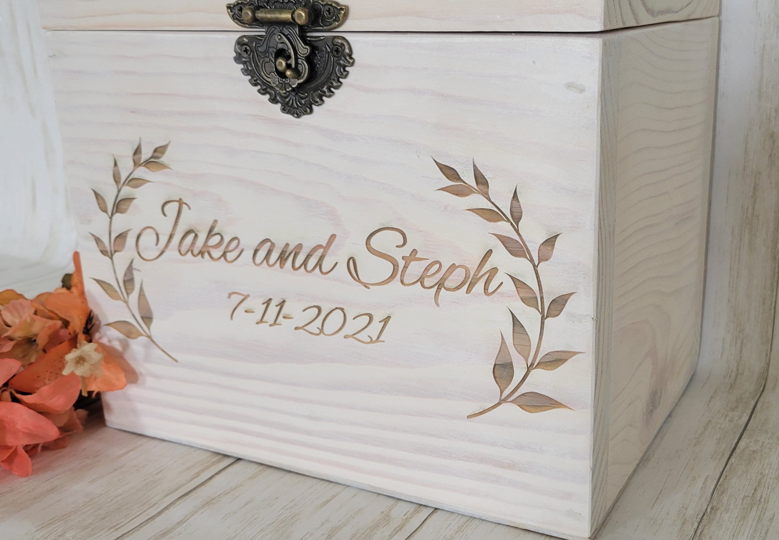 Wedding Card Box With Slit and Lock Options Engraved Wood - Etsy