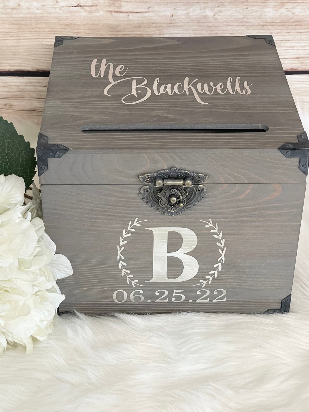 Wedding Card Box With Slot Option, Treasure Chest Card Box, Rustic ...