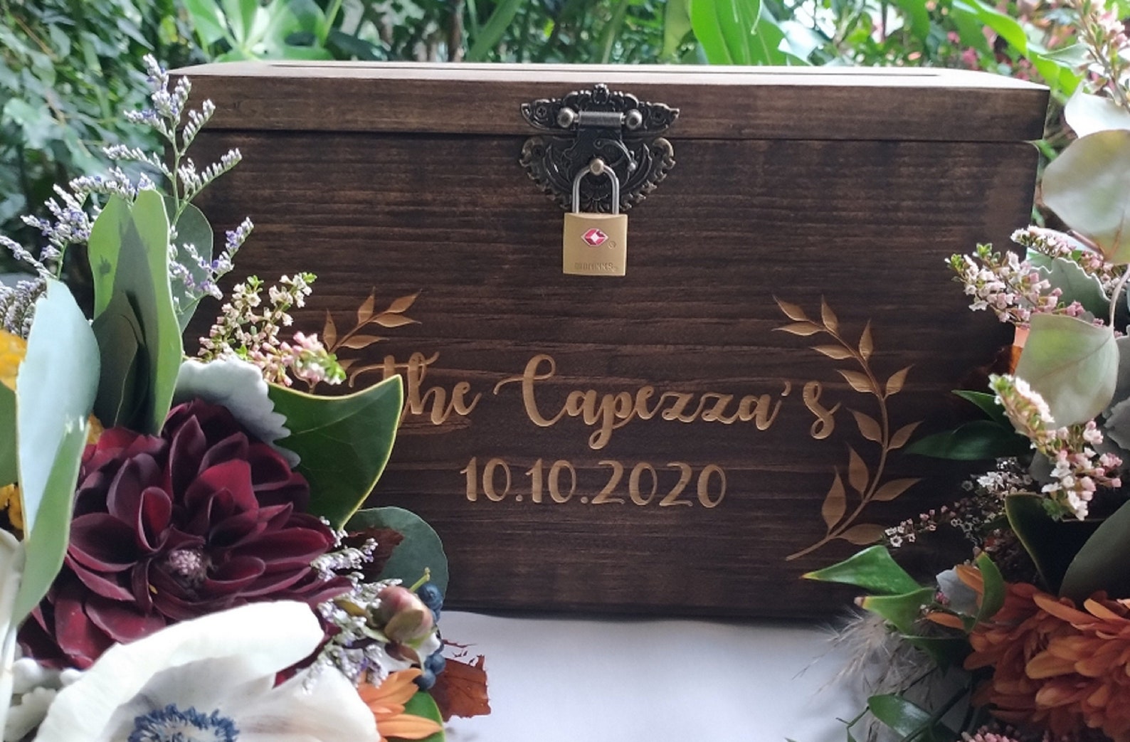 Wedding Card Box With Slit and Lock Option Engraved Wood Card - Etsy