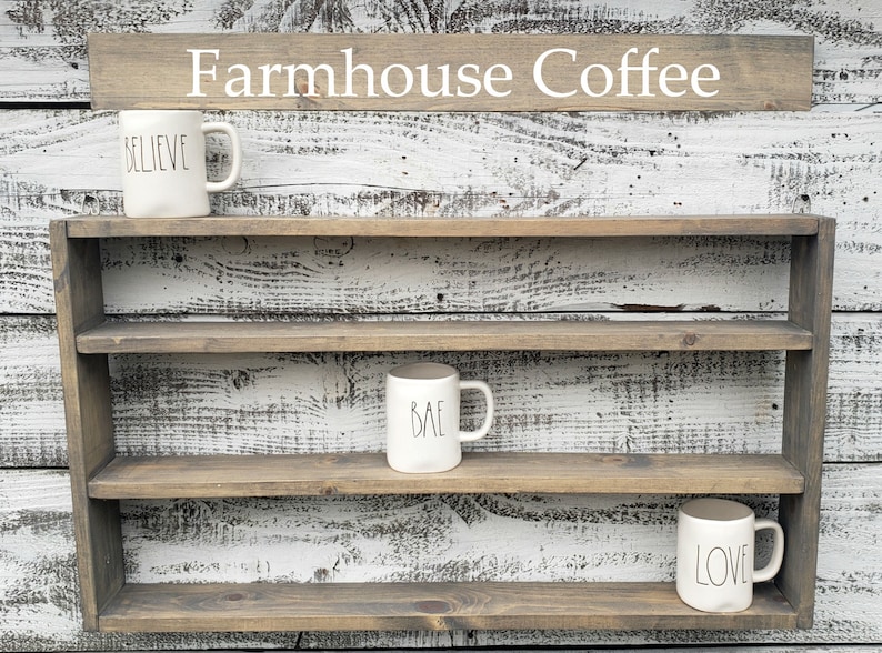 Mug Rack Holds White Mugs Farmhouse Coffee Mug Rack Xlarge | Etsy