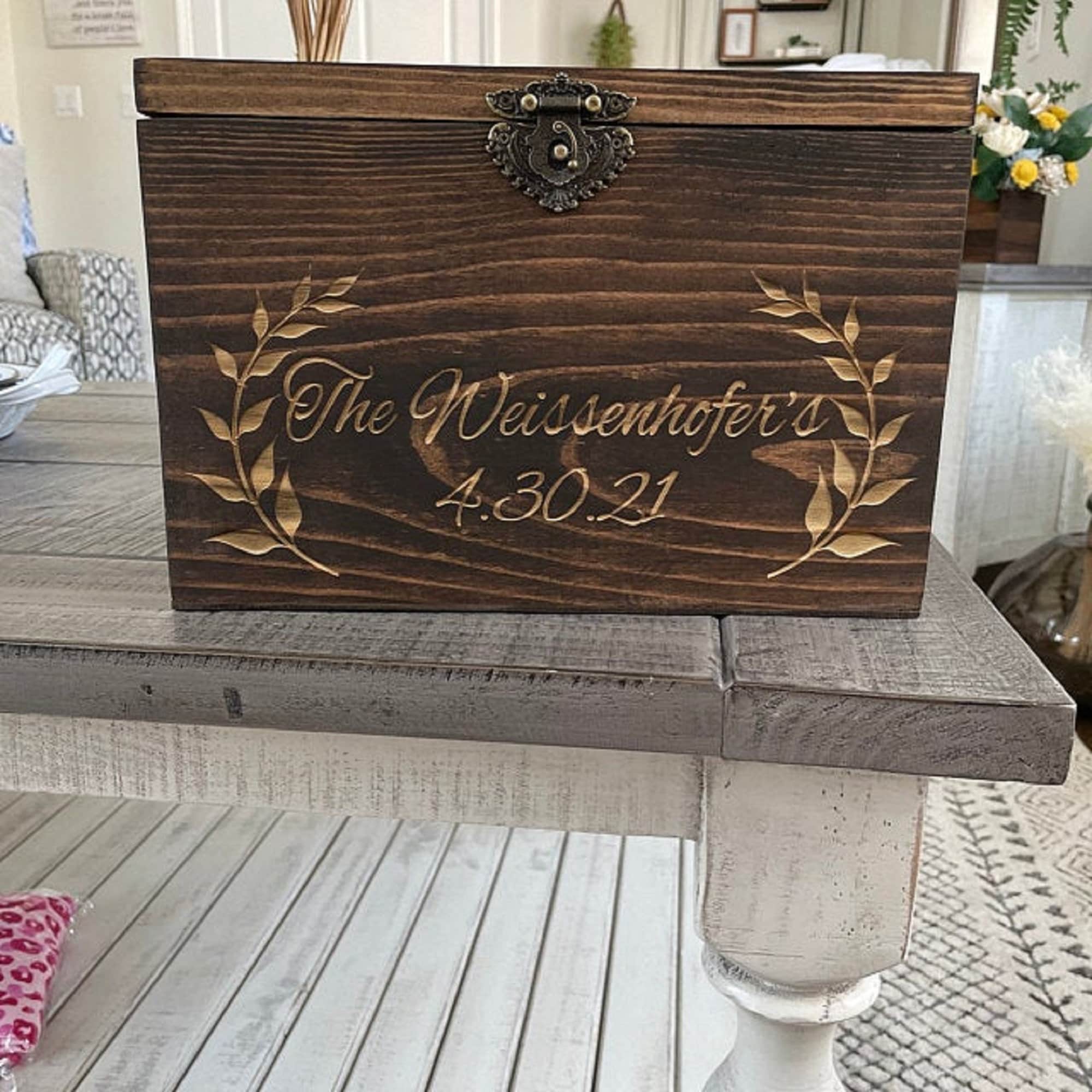 Honeymoon Fund Box Engraved Wood Card Box Personalized | Etsy