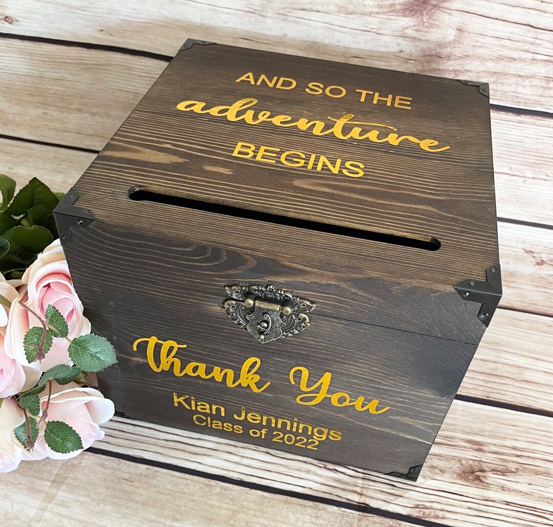 Graduation Card Box With Slot Option, Treasure Chest Card Box, Rustic ...