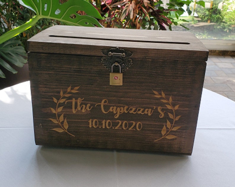 Wedding Card Box With Slit and Lock Option Engraved Wood Card - Etsy