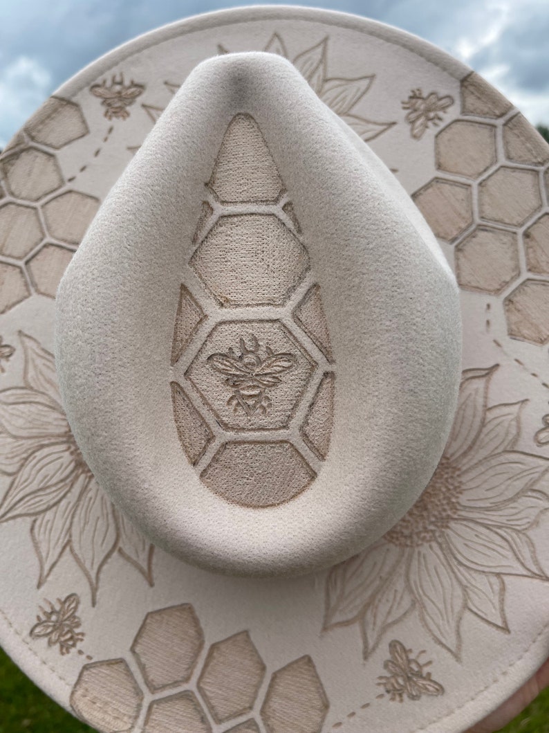 Bee Honey Comb Wide Brim Fedora Hat Flowers Mountain Wedding - Etsy