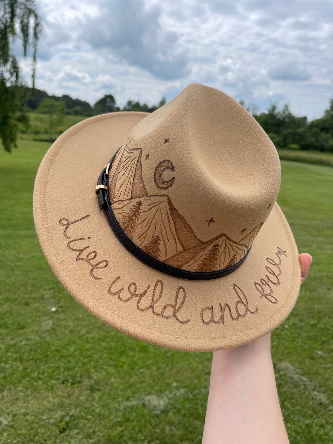 Mountain Scape Burned Fedora Hat Hiking Travel Gift Wear Fall Adventure ... Mountain Scape Burned Fedora Hat Hiking Travel Gift Wear Fall Adventure ...