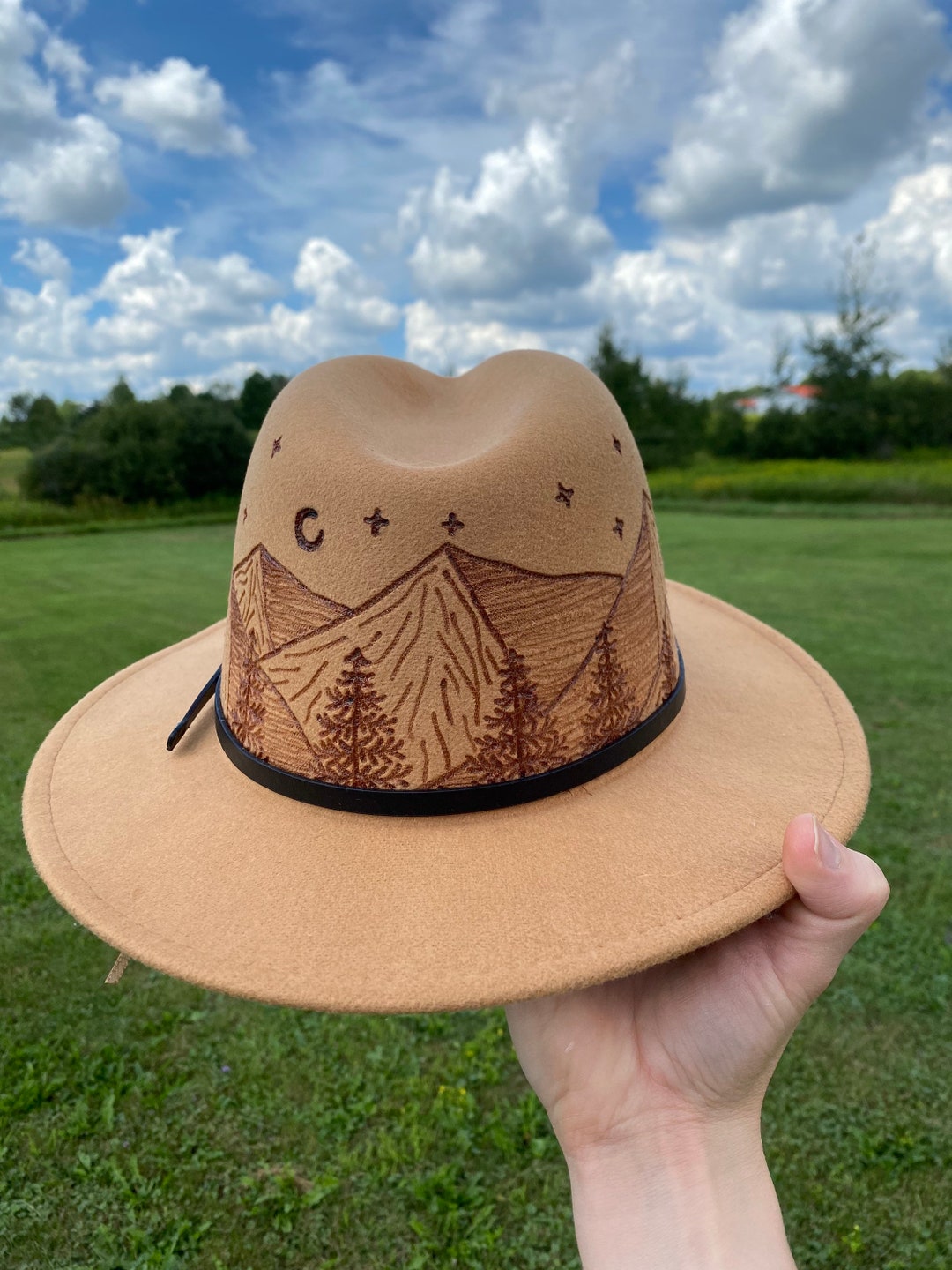 Mountain Scape Burned Fedora Hat Hiking Travel Gift Wear Fall Season ... Mountain Scape Burned Fedora Hat Hiking Travel Gift Wear Fall Season ...
