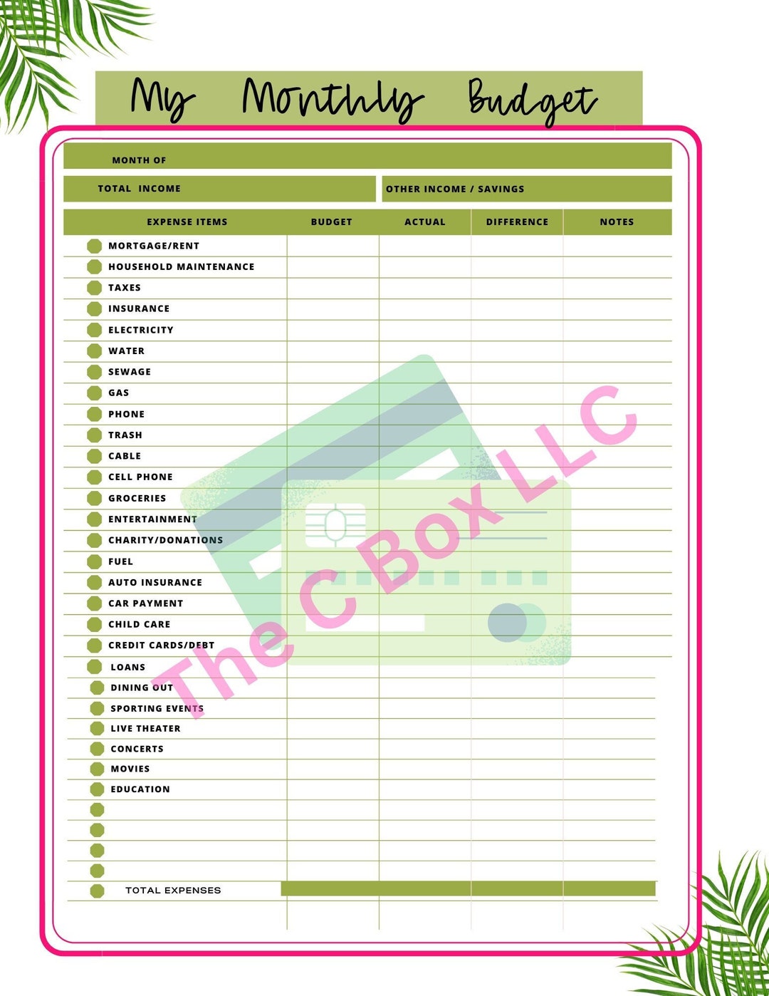 Monthly Budget Tracker| Bullet Tracker| Habit Tracker| Monthly Planner ...