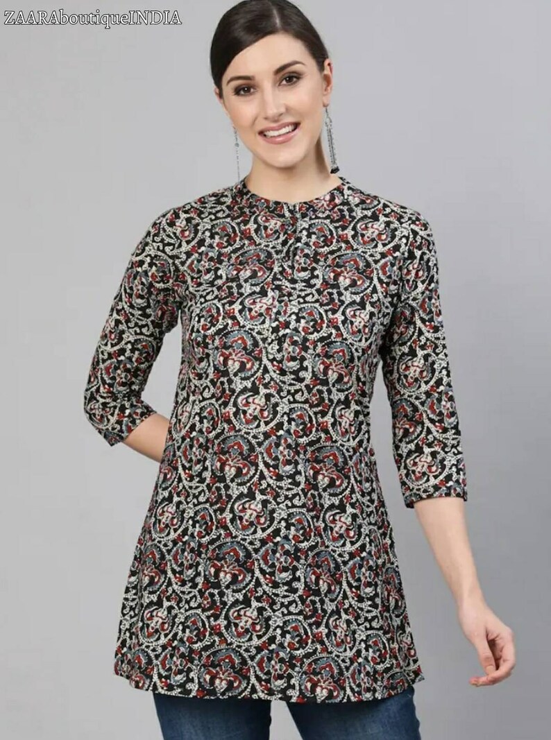 Tunics for Women Maroon & Cream Cotton Printed Tunic - Etsy