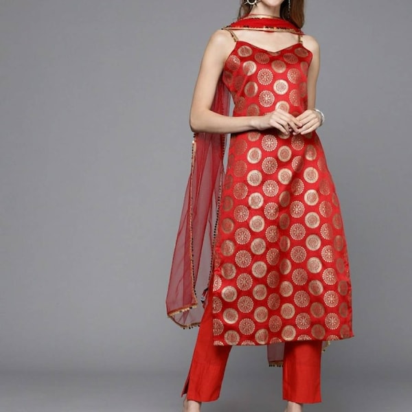 Red and Gold Indian Party Dress - Etsy