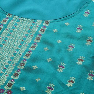 Indian Party Wear Dress for Women - Turquoise Blue Embroidered Silk ...