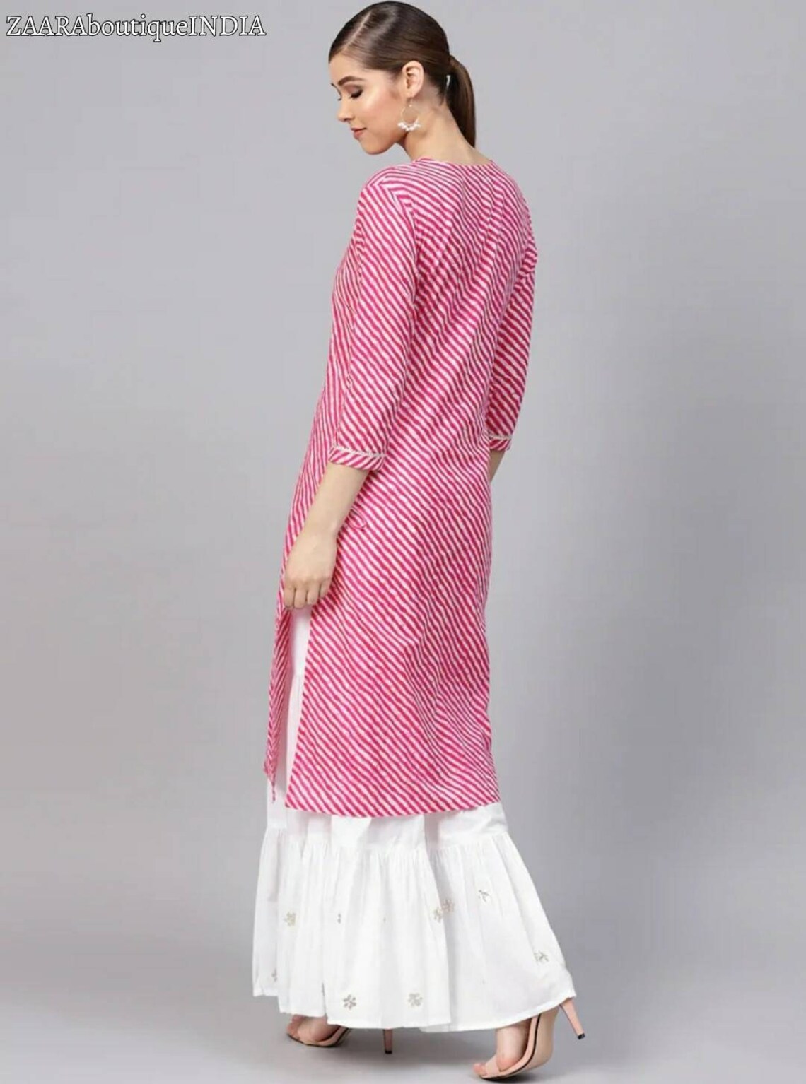 Kurta Sharara Set | Graduation Gift for Her | Pink & White Kurti Dress ...