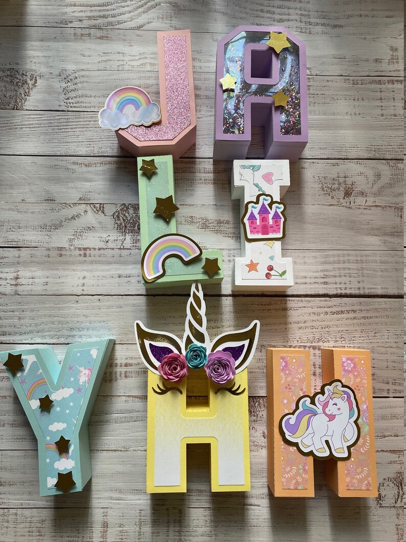 Unicorn 3D Letters Custom 3D Letters Kids Bedroom Decor | Etsy