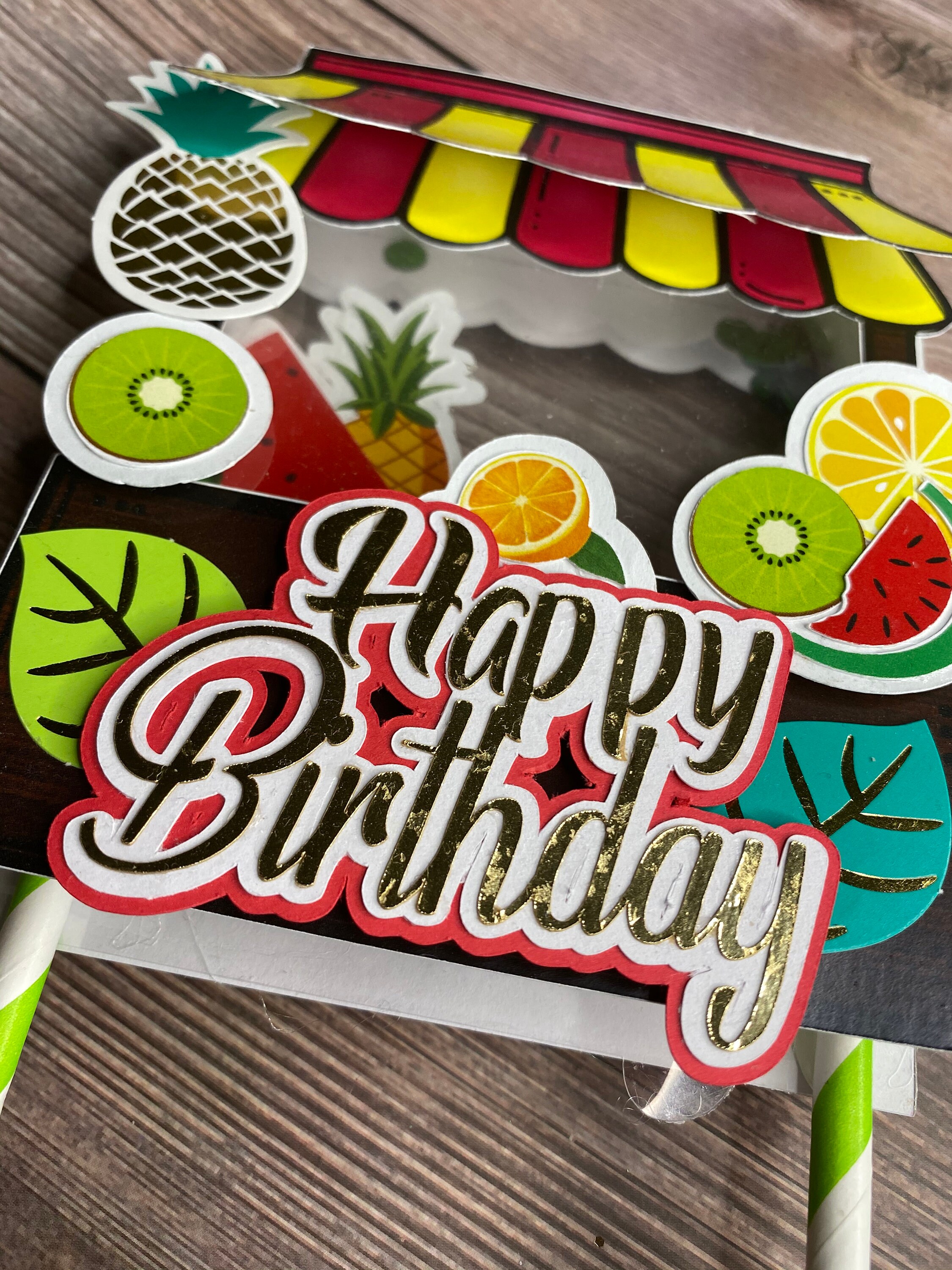 Custom Fruits Cake Topper Summer Cake Topper Lights & Shaker | Etsy