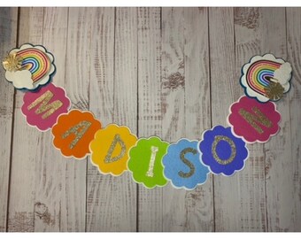 Rainbow Birthday Party Baby Shower Flag Pennant Banner Sign - Etsy