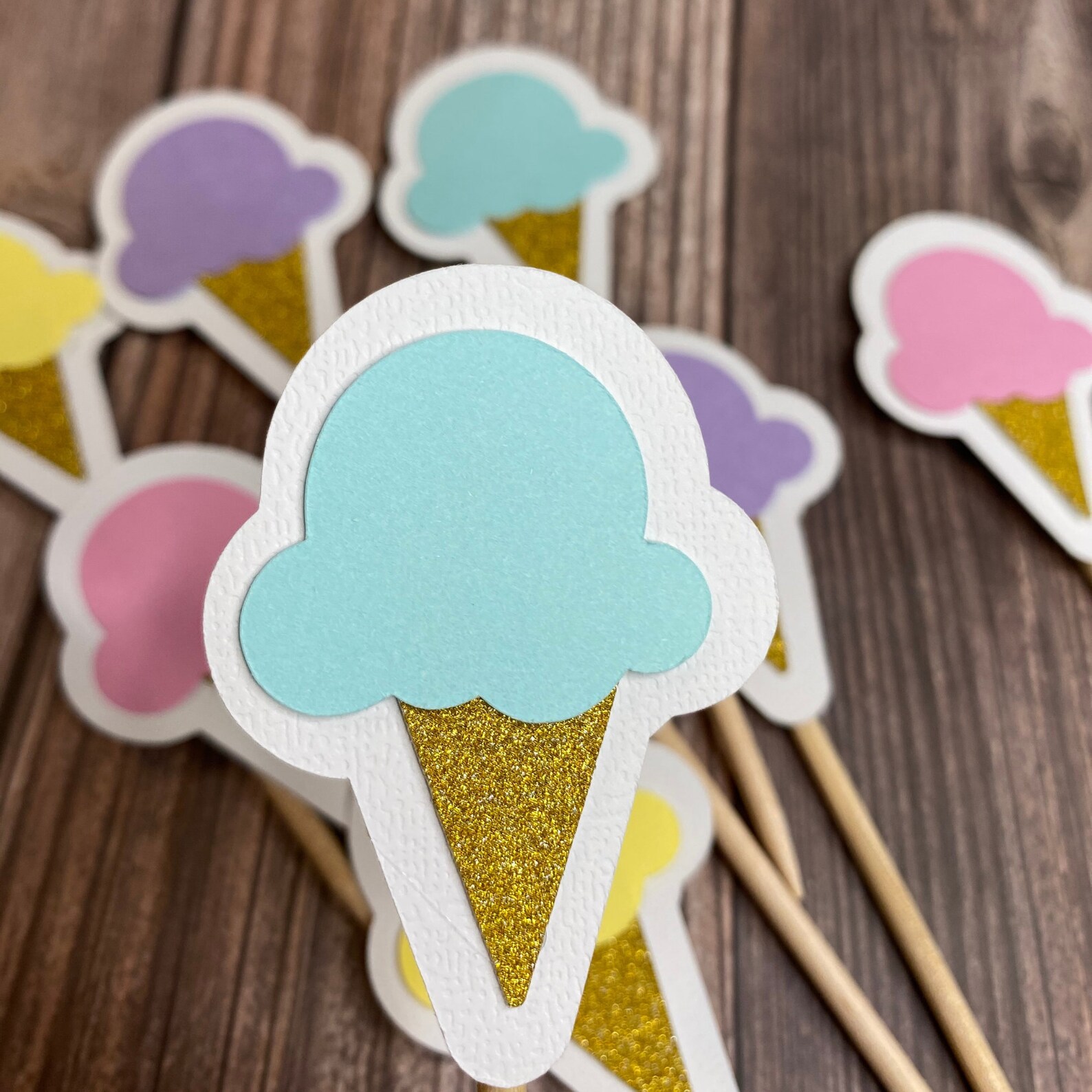 12 Ice Cream Mini Toppers Ice Cream Cupcakes Toppers Ice | Etsy