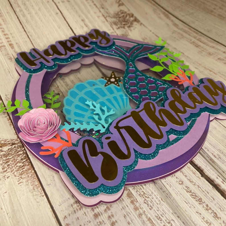 Mermaid Cake Topper With Lights Shaker Birthday Cake Topper - Etsy