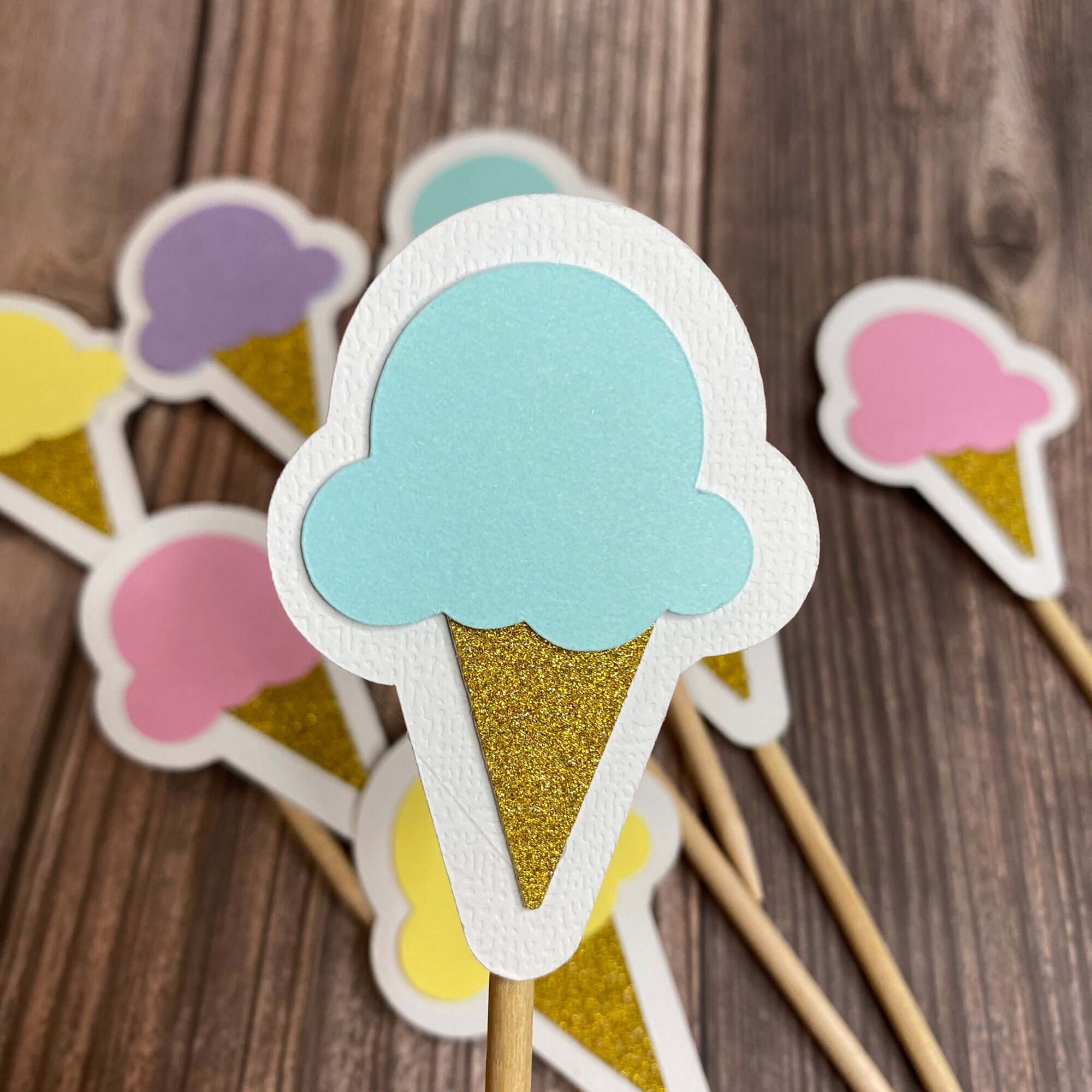 12 Ice Cream Mini Toppers Ice Cream Cupcakes Toppers Ice - Etsy