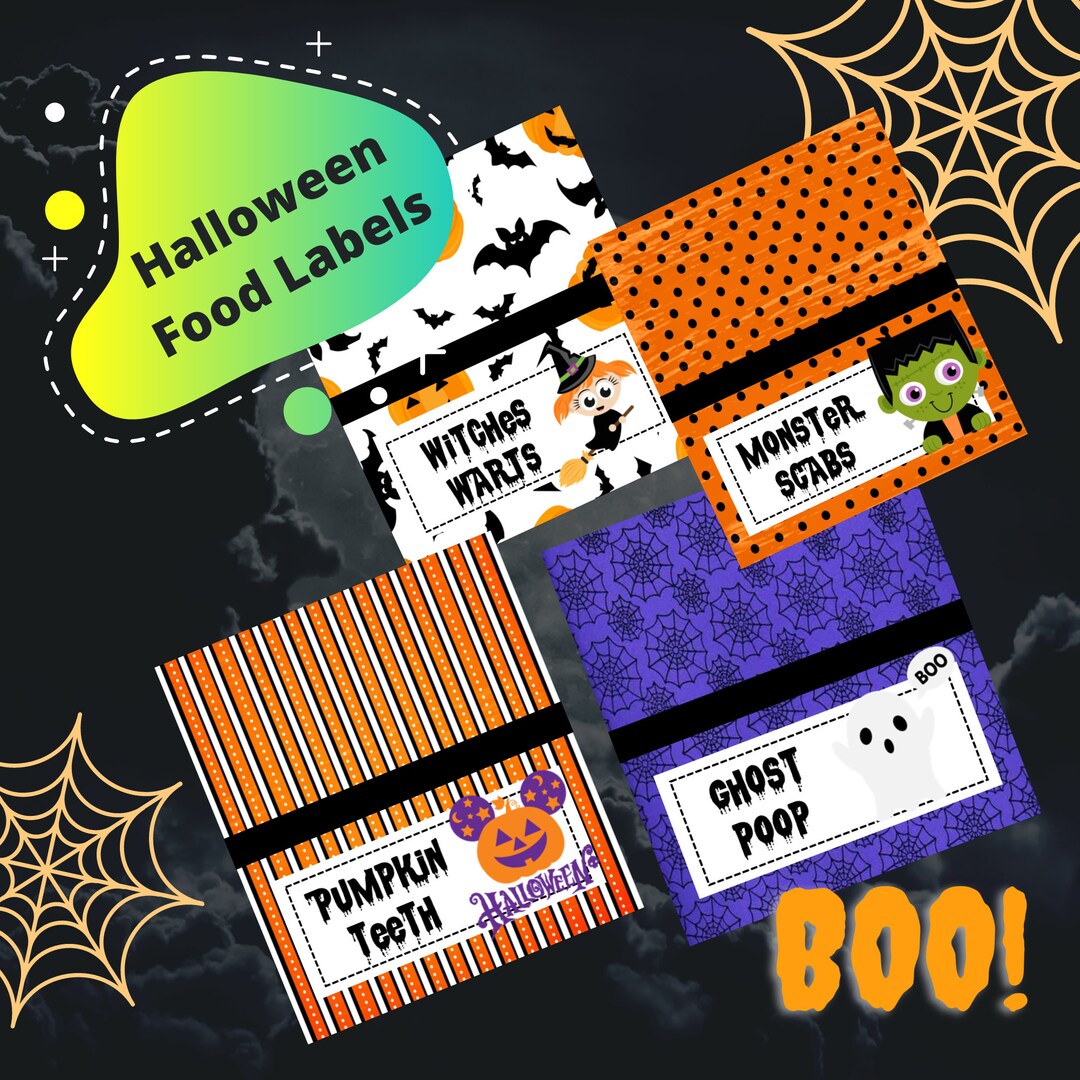 Printable Halloween Food Labels, Spooky Party Tents (PDF) - Etsy