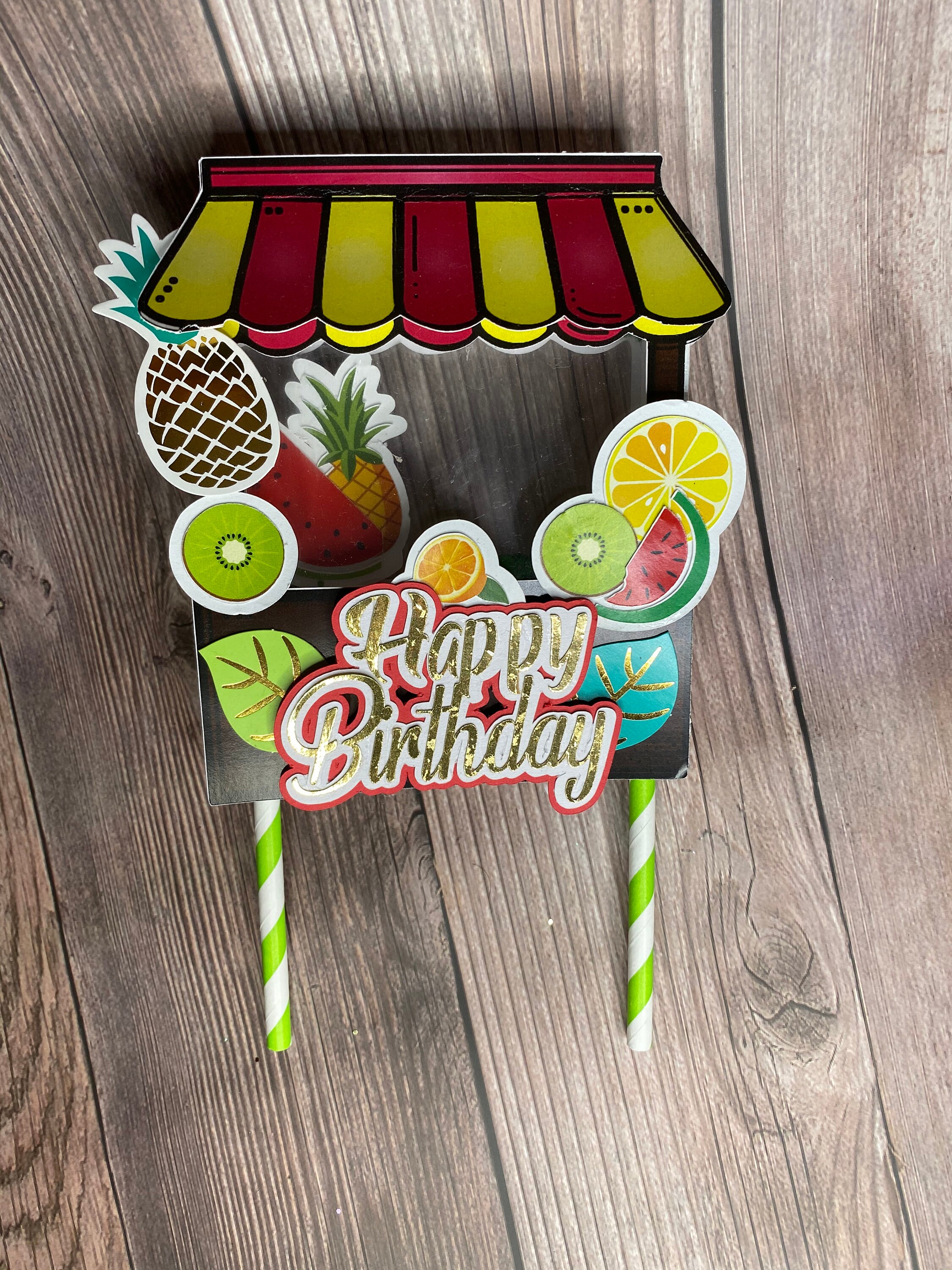 Custom Fruits Cake Topper Summer Cake Topper Lights & Shaker | Etsy