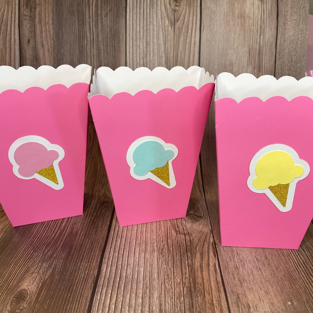 Custom Ice Cream Popcorn Boxes, Ice Cream Theme Popcorn Favor Boxes ...