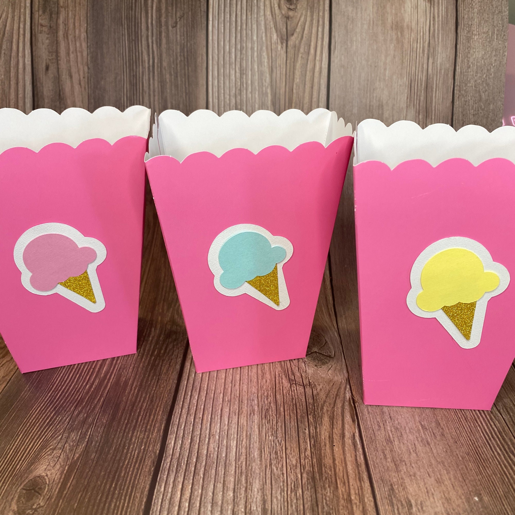 Custom Ice Cream Popcorn Boxes Ice Cream Theme Popcorn Favor - Etsy