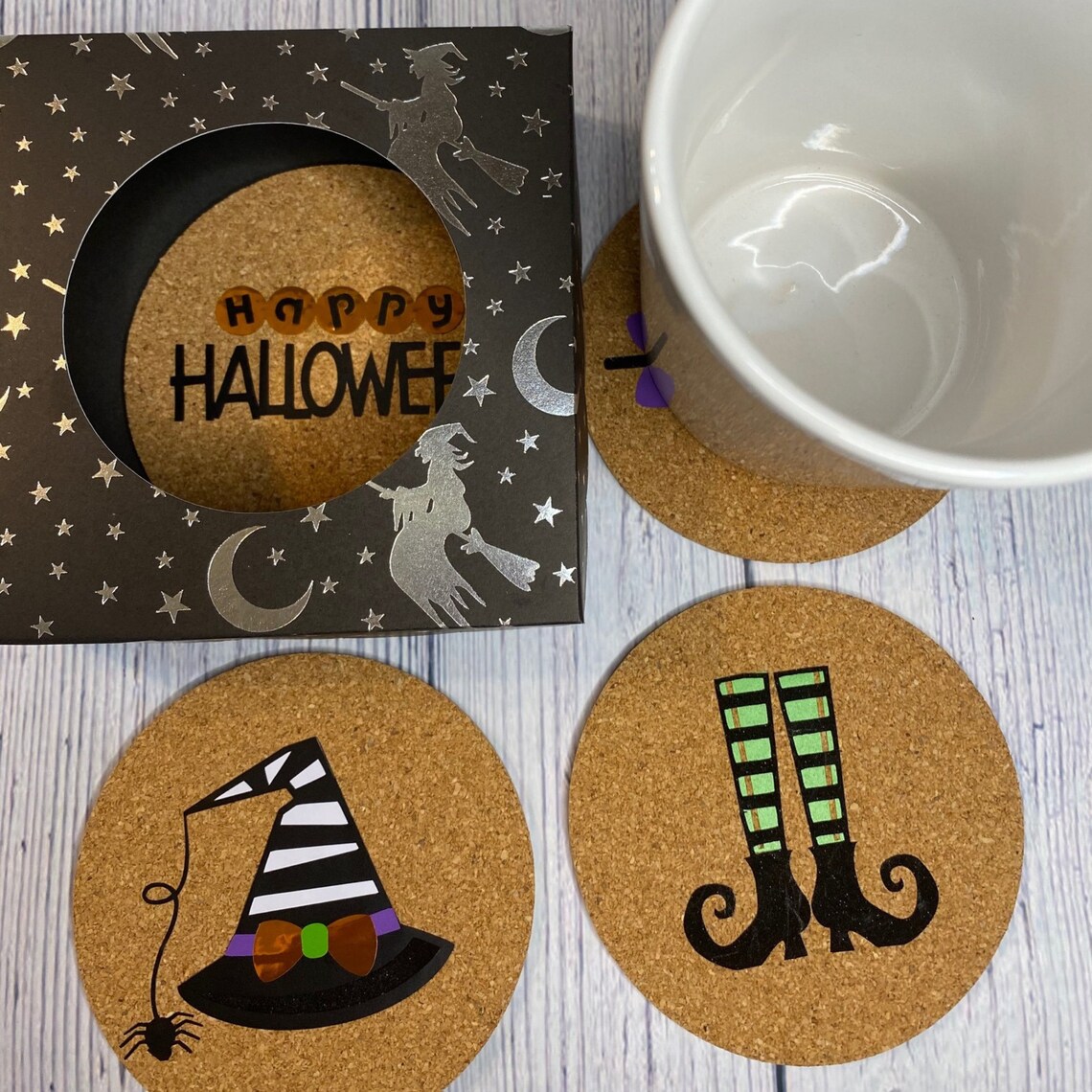 Halloween Cork Drink Coasters Christmas Coasters Etsy