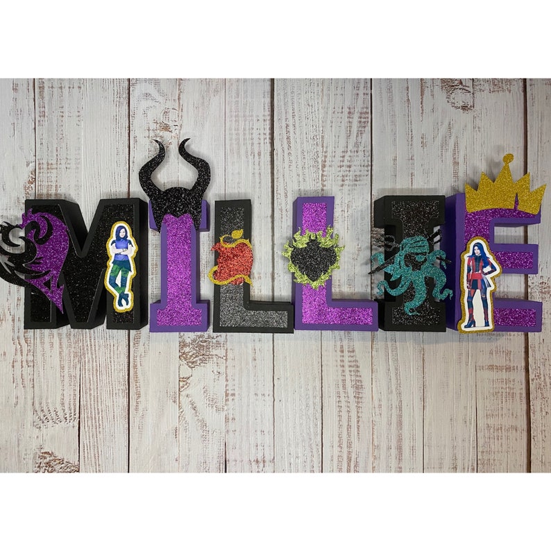 Descendants 3D Letters, Custom Party Decor, Nursery Name Sign - Etsy