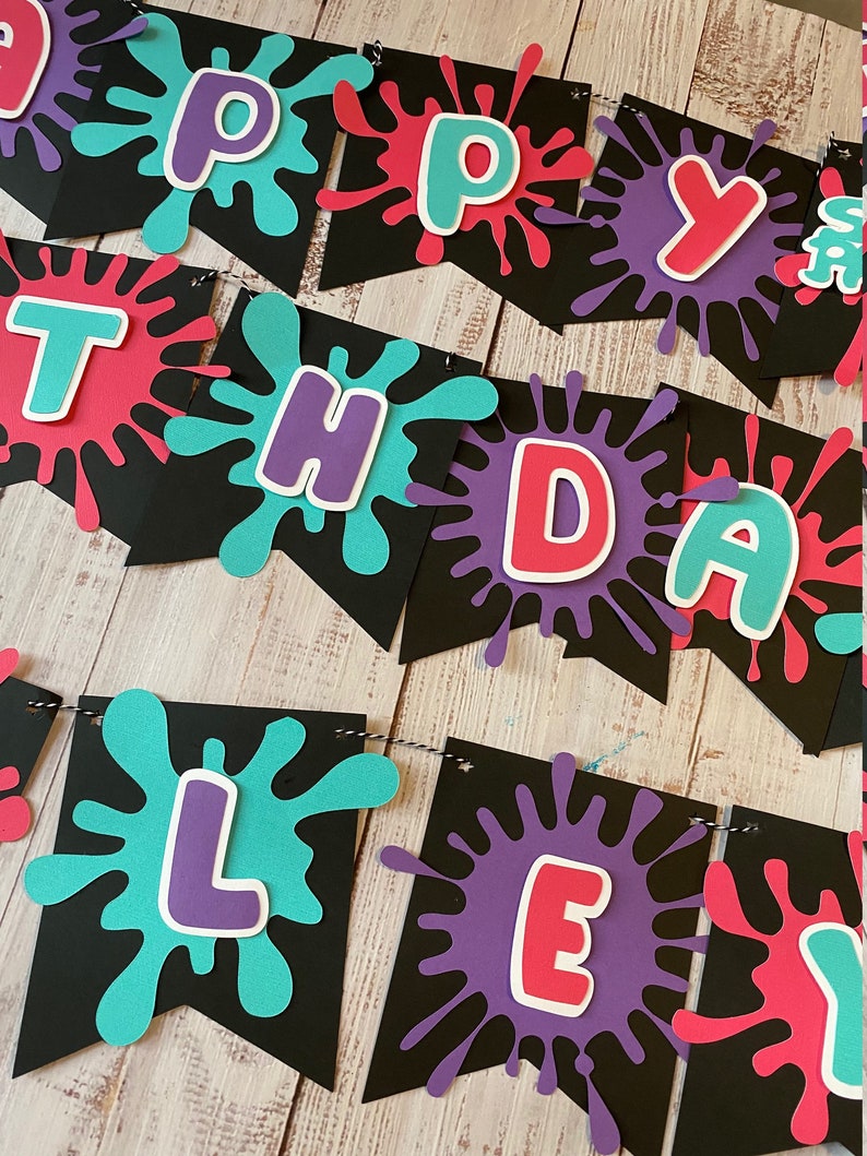 Slime Party Birthday Banner Paint Party Banner Painting | Etsy