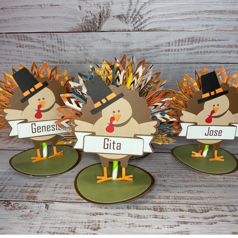 Personalized Turkey Place Card, Thanksgiving Decor, Handmade - Etsy