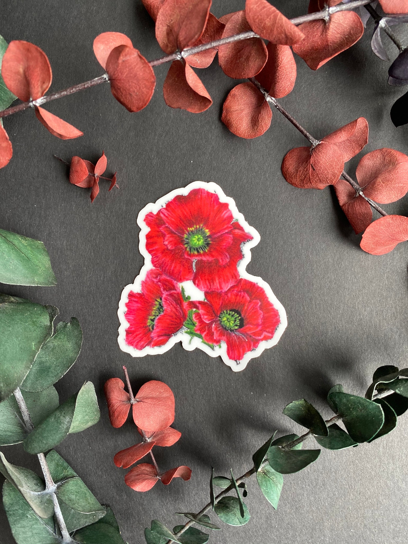 Red Poppy Vinyl Waterproof Sticker Laptop Skateboard - Etsy